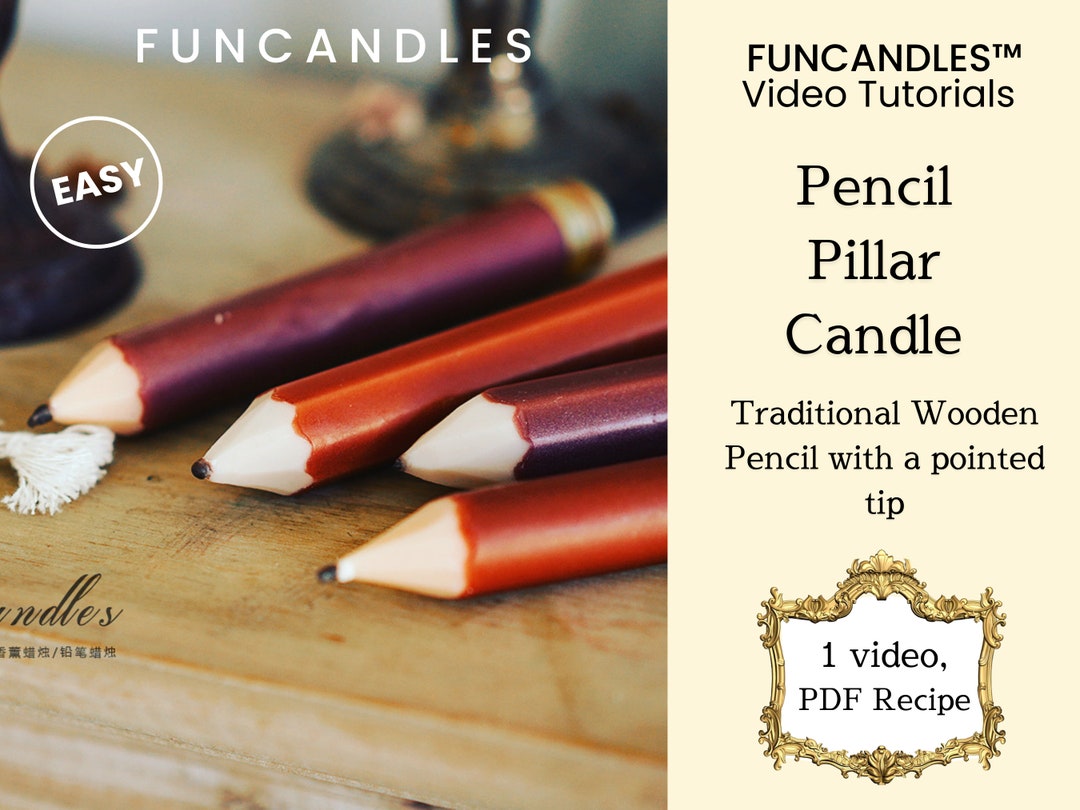 Pencil Candle, Traditional Wooden Pencil Candle With a Pointed Tip ...