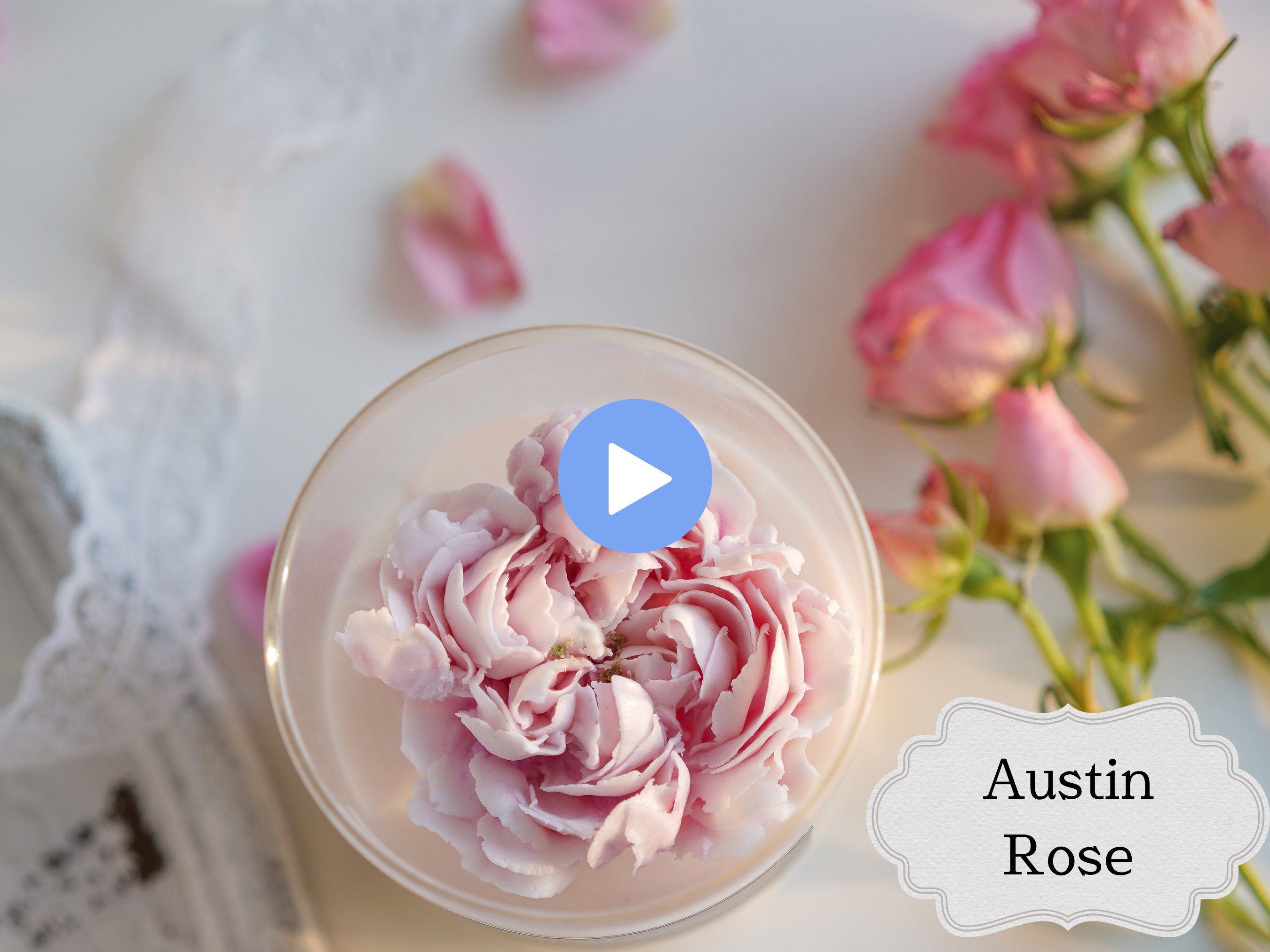 ROSE Cup Candle Making Course• Piping Austin Rose Candle, Flower Candle ...