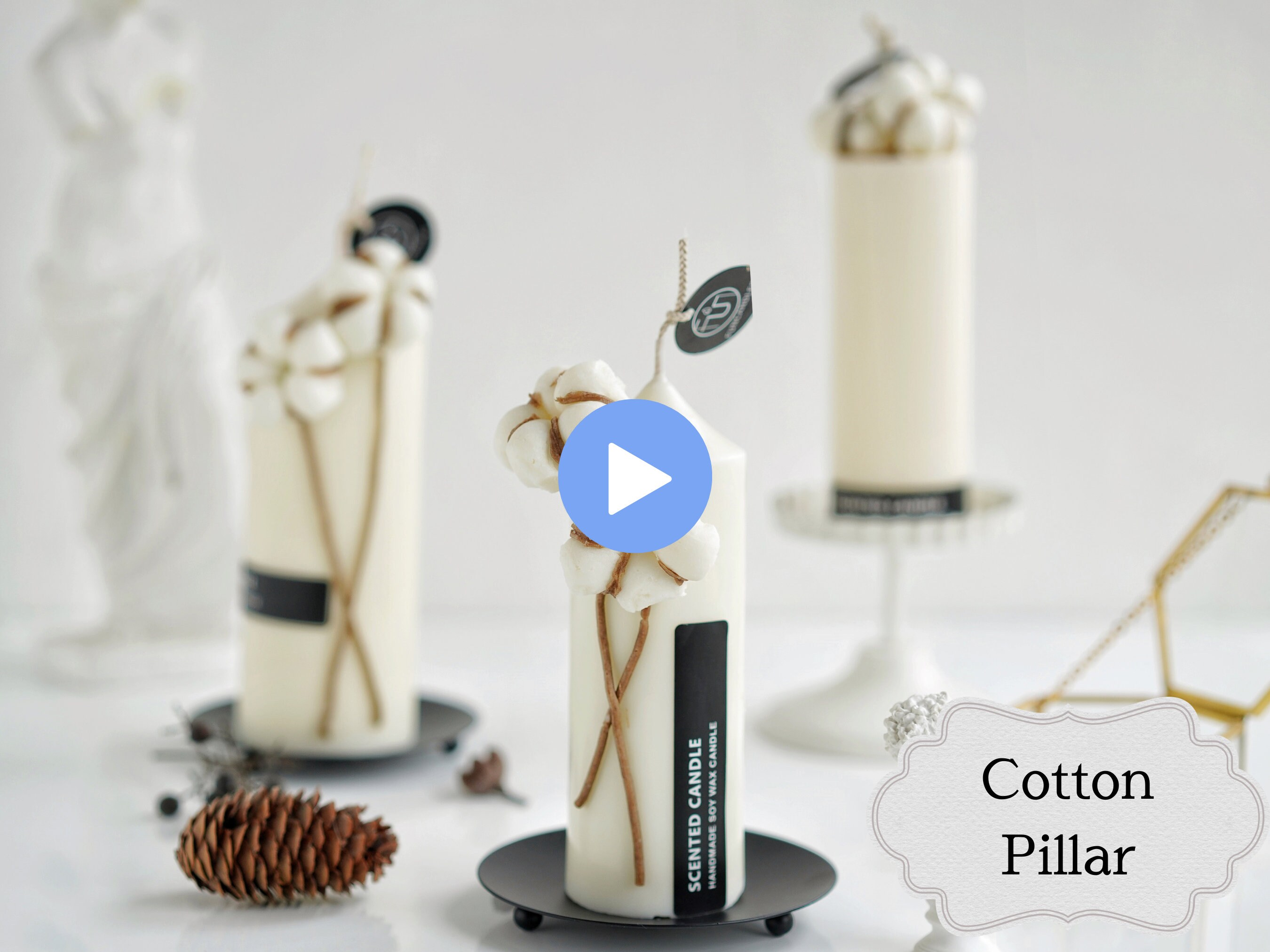 COTTON Pillar Candle Making Course• Piping Flower Candle, Comfort ...