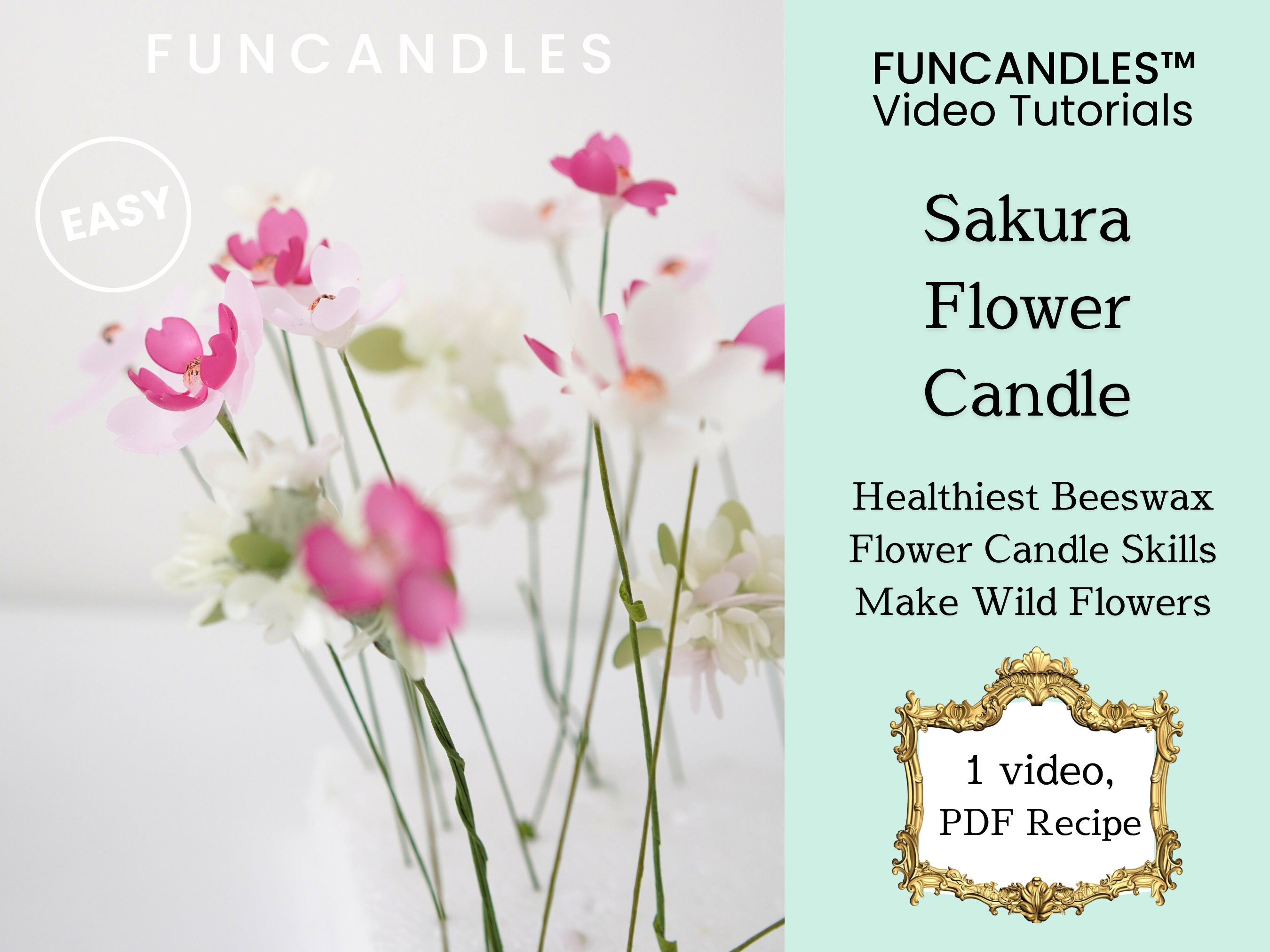 SAKURA FLOWER Candle Making Course • Japanese Sakura, Healthy Beeswax ...