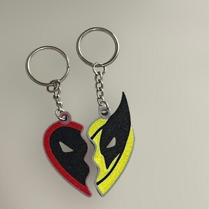 Deadpool and Wolverine Heart Keychain - Etsy
