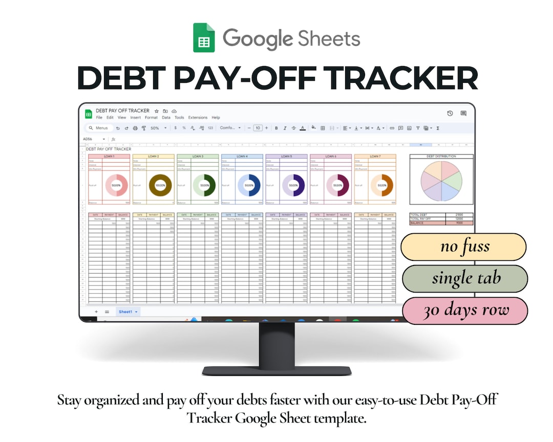 Simple Debt Payoff Tracker Google Sheets, Debt Payoff Calculator, Debt ...