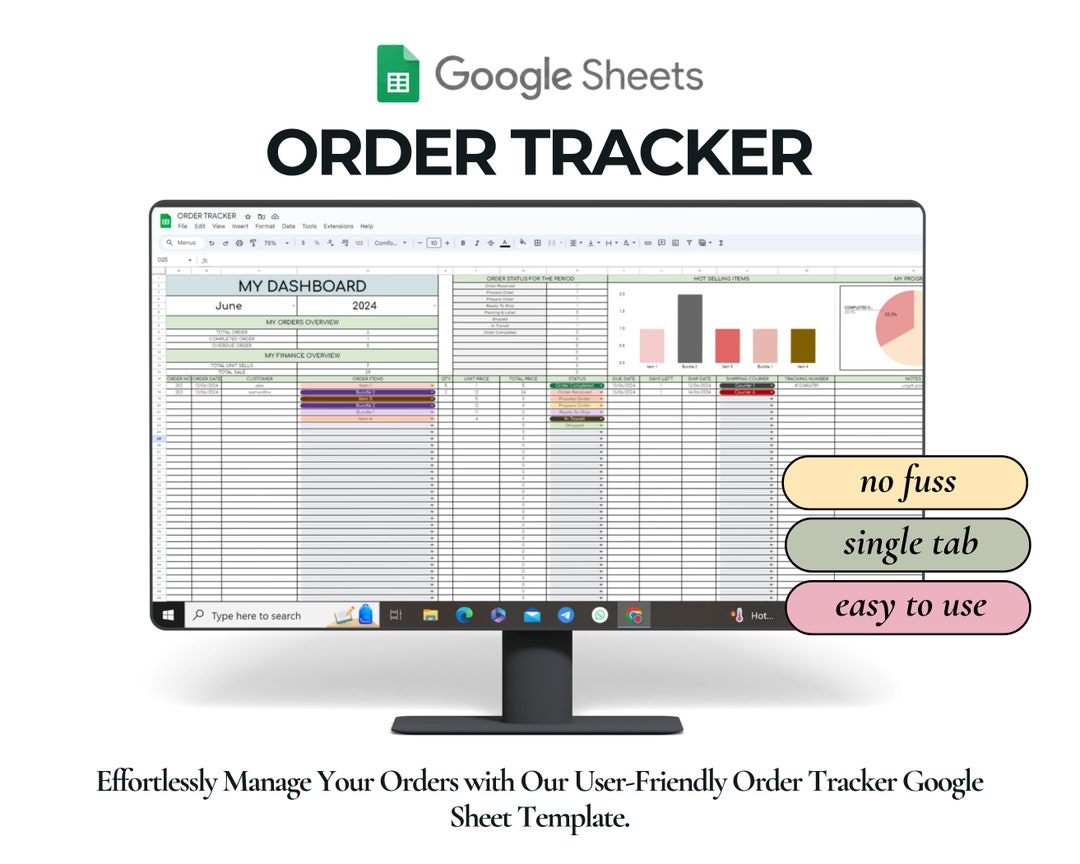 Order Tracker Spreadsheet, Google Sheets, Small Business Spreadsheet ...