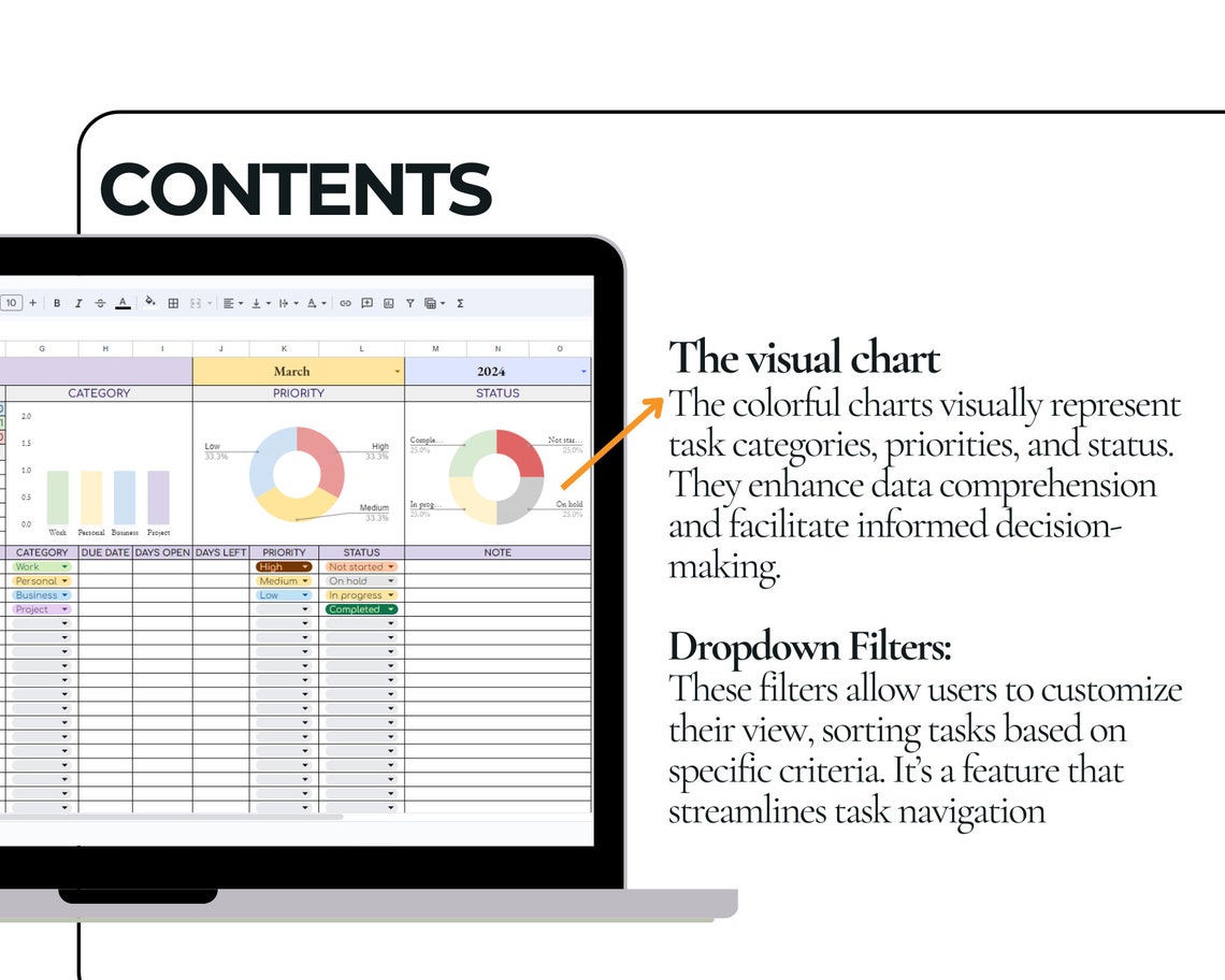 Task Tracking Spreadsheet Task Planner Digital to Do List Google Sheets ...