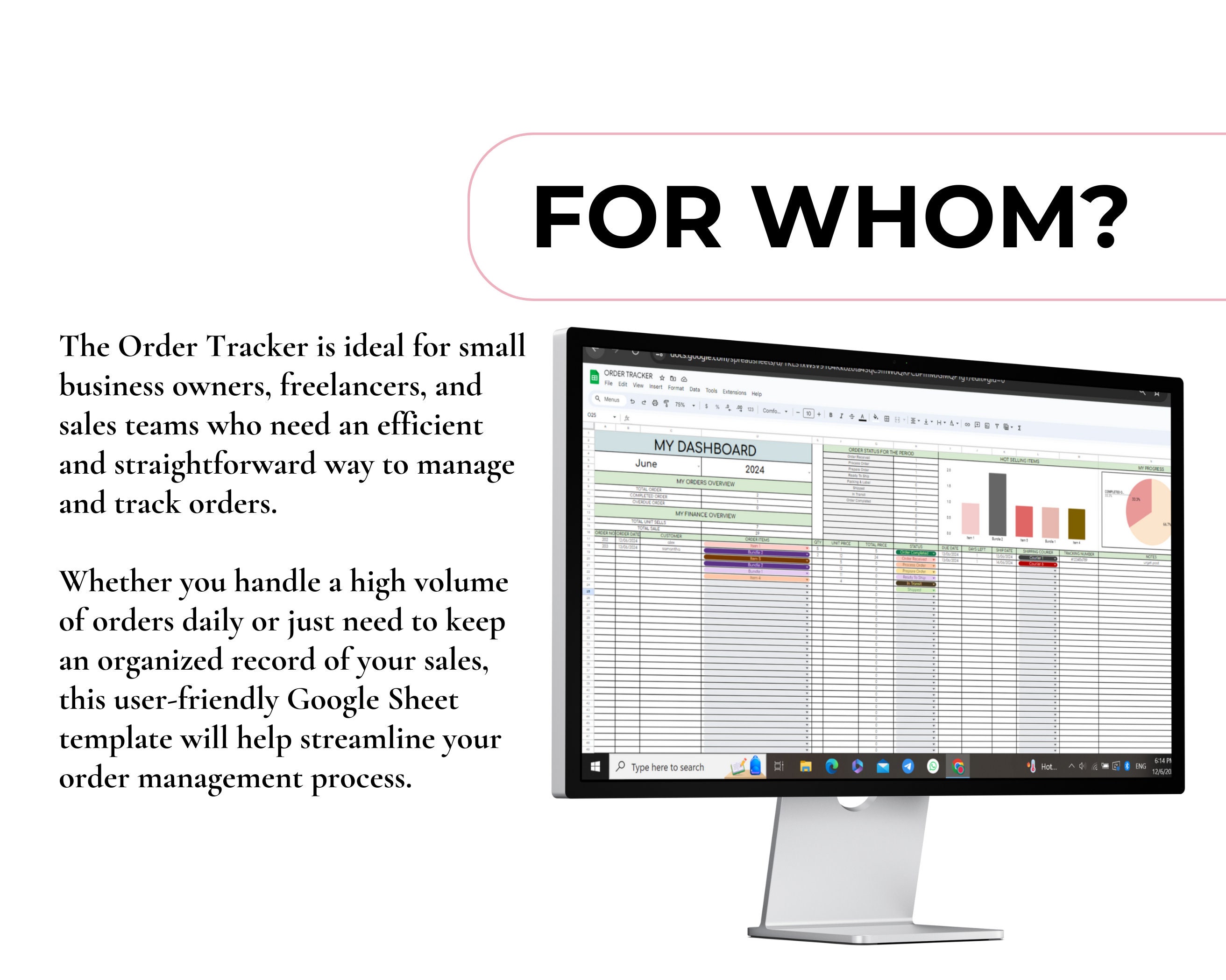 Order Tracker Spreadsheet, Google Sheets, Small Business Spreadsheet ...