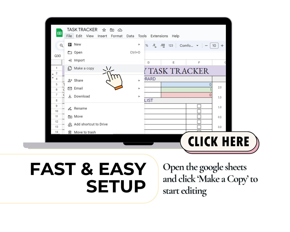 Task Tracking Spreadsheet Task Planner Digital to Do List Google Sheets ...