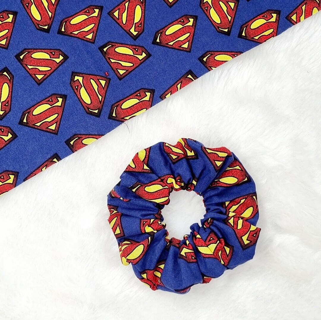 Superman Cotton Scrunchies, Kids Marvel Scrunchie, Superhero Elastic ...