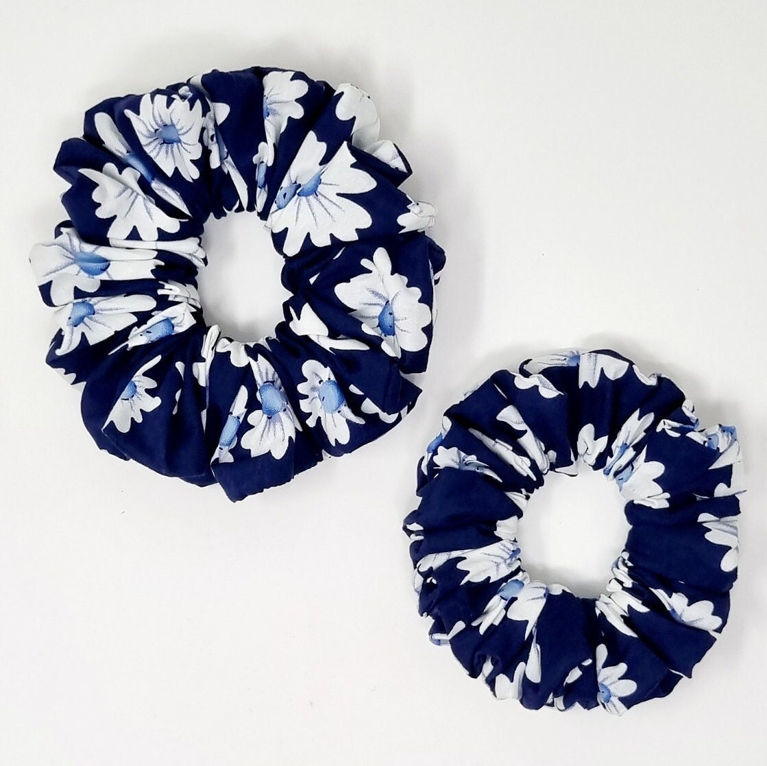 Navy Daisy Floral Scrunchies Handmade Flower Scrunchie Daisy - Etsy UK