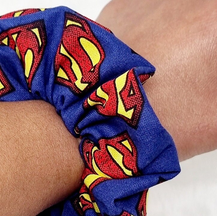 Superman Cotton Scrunchies, Kids Marvel Scrunchie, Superhero Elastic ...