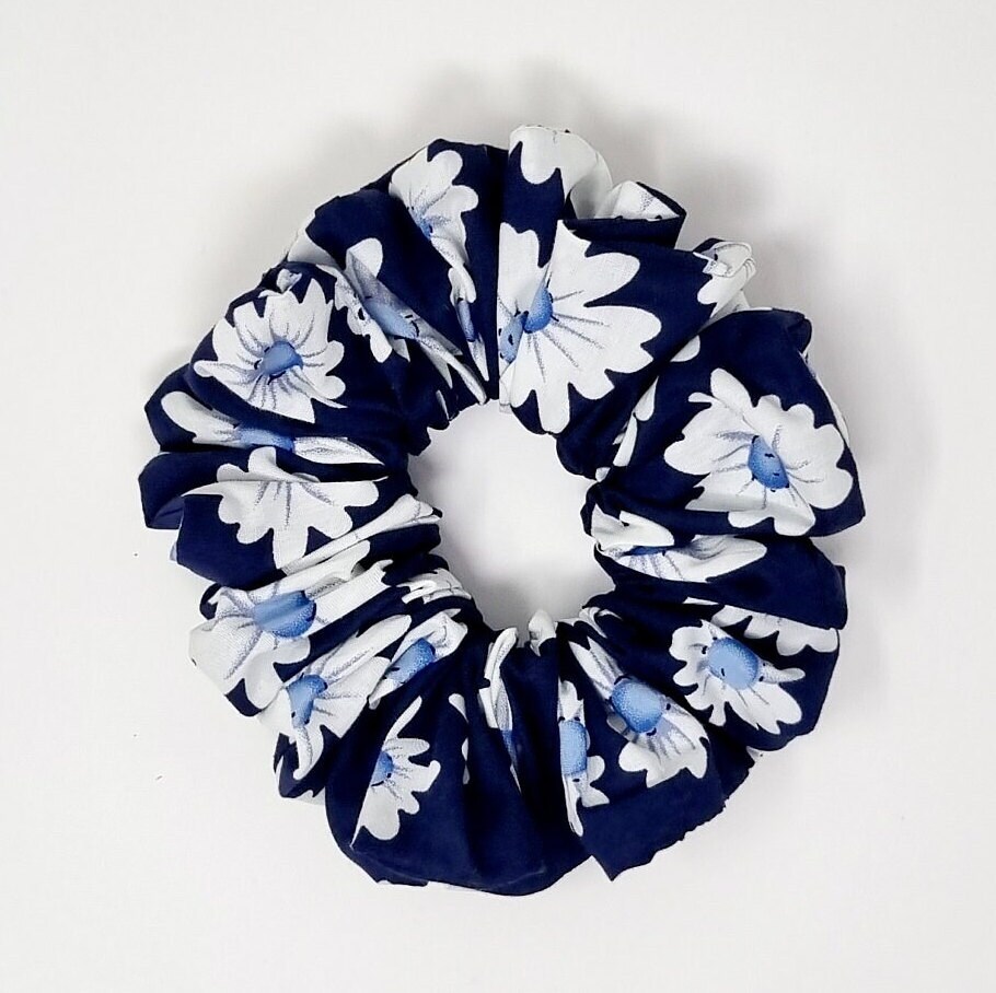 Navy Daisy Floral Scrunchies Handmade Flower Scrunchie Daisy - Etsy UK