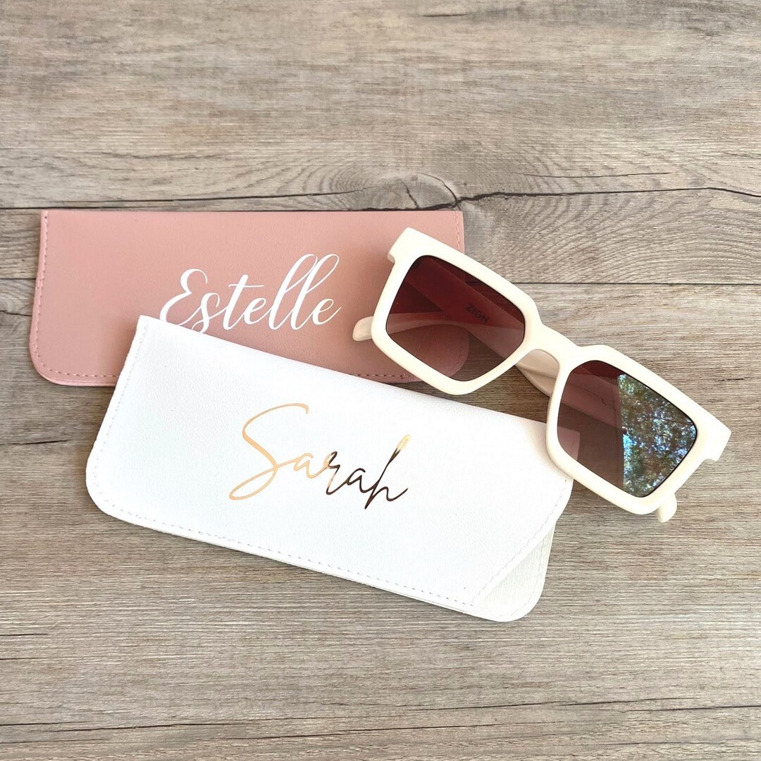 Personalised PU Leather Glasses Case, Custom Name Soft Eyeglass Case ...