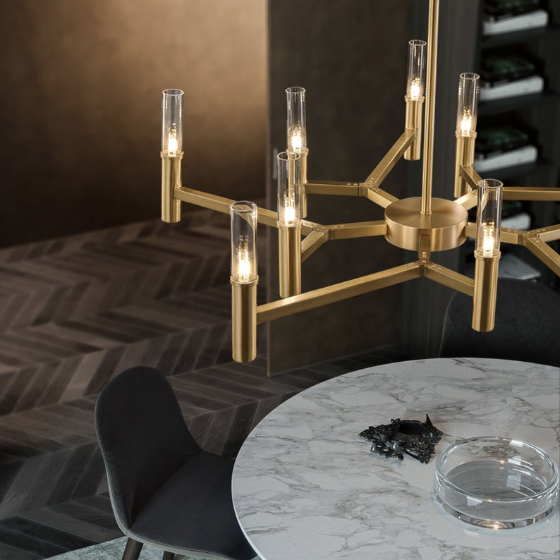 Unique Modern 10 Head Chandelier Brushed Gold Color With - Etsy