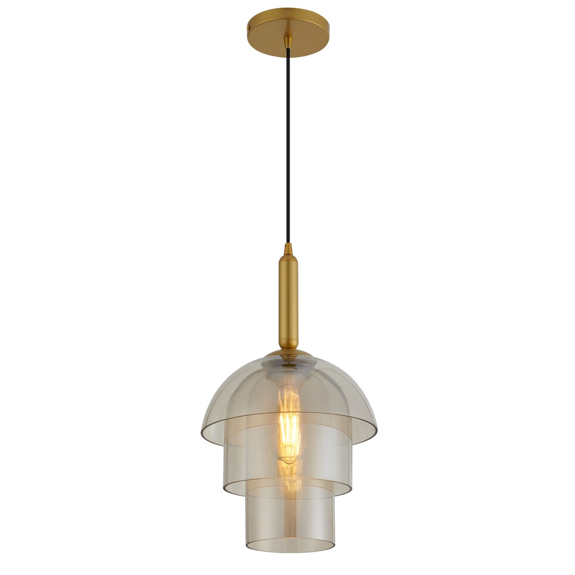 Unique Modern Glass Pendant Light With 3 Glass Shades in Amber Color - Etsy