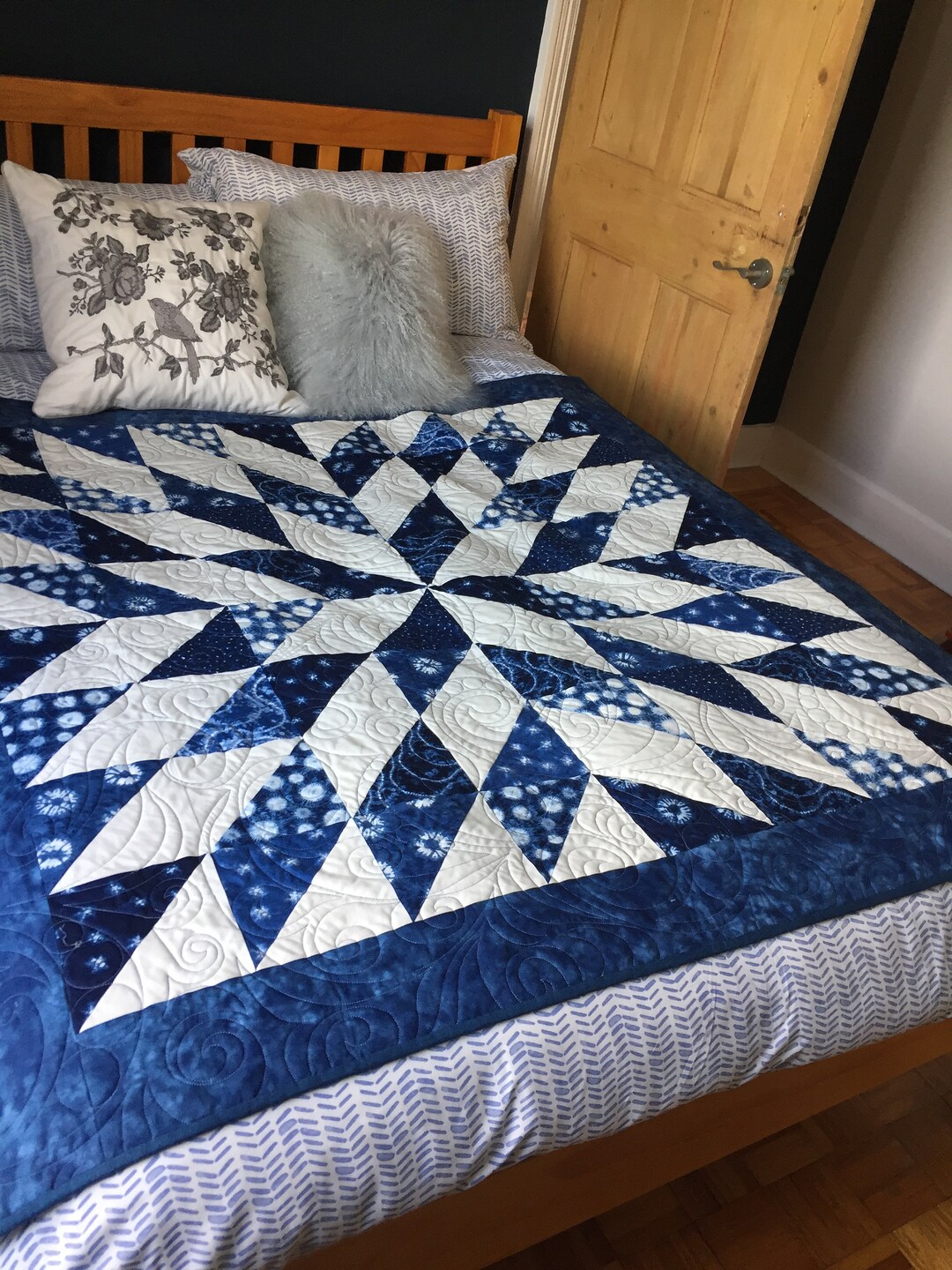 The Blue Star Quilt - Etsy