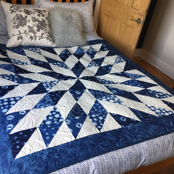Blue Star Quilt - Etsy