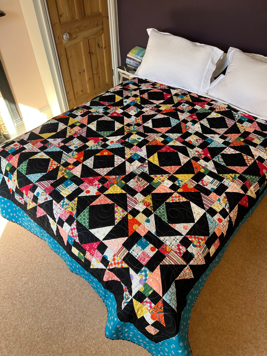 The Dramatic Quilt With Colourful Prints and a Black - Etsy
