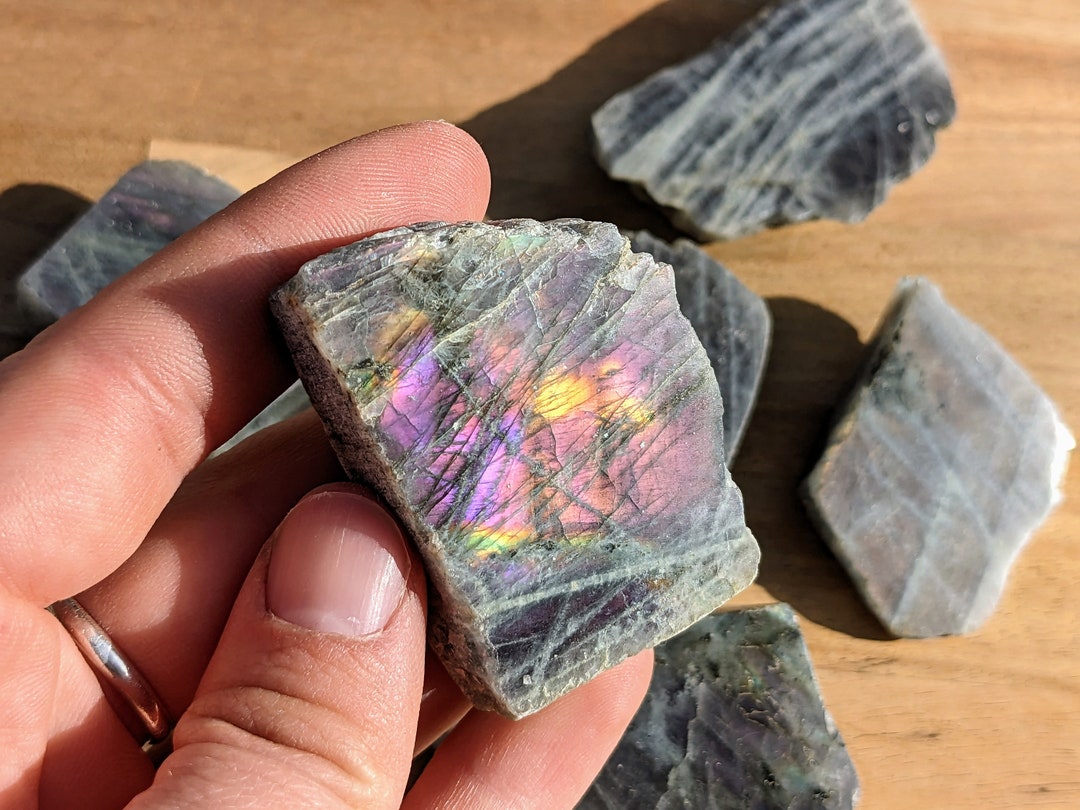 Sunset Labradorite Slices Rare Purple and Orange Flash Labradorite - Etsy