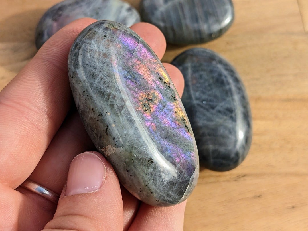 Sunset Labradorite Palm Stones - Purple and Orange Flash Labradorite - Etsy