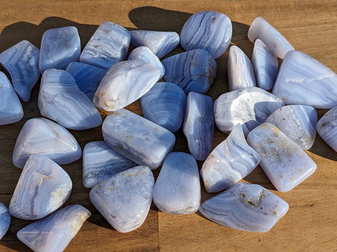 Genuine Blue Lace Agate Tumbled Stones - Etsy