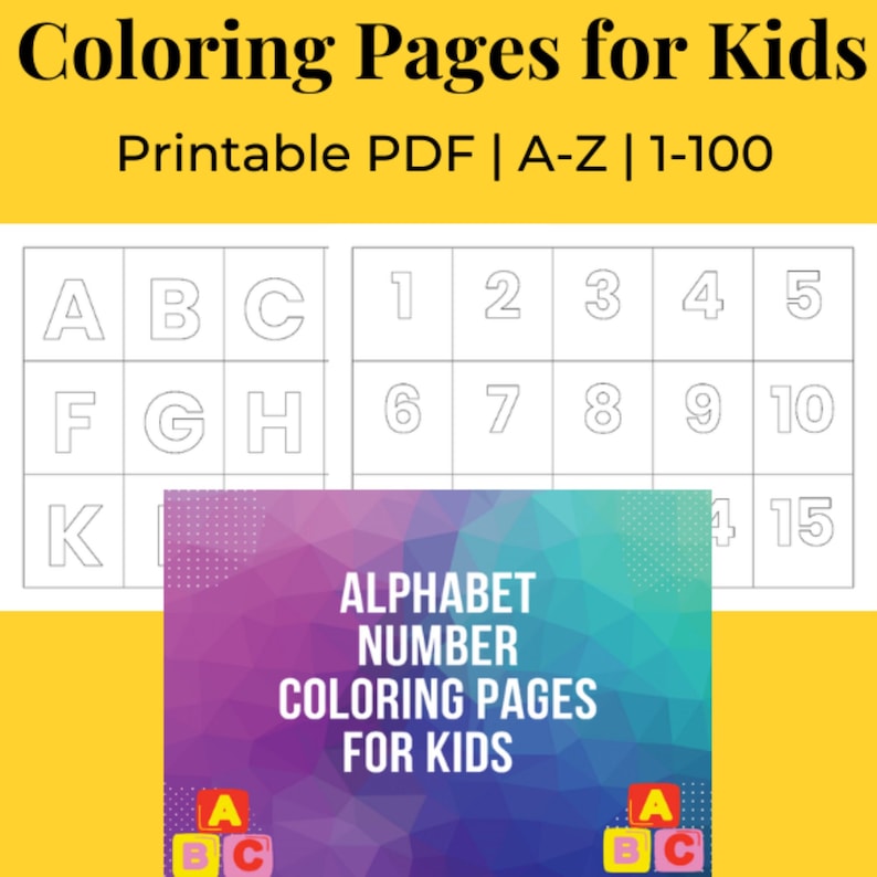 Coloring Pages for Kids ABC Coloring Pages 123 Coloring - Etsy