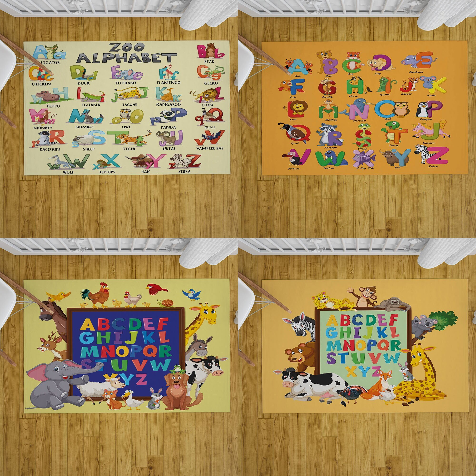 Zoo Animals Alphabet Carpet, Educational Letters Abc Custom Rectangular ...