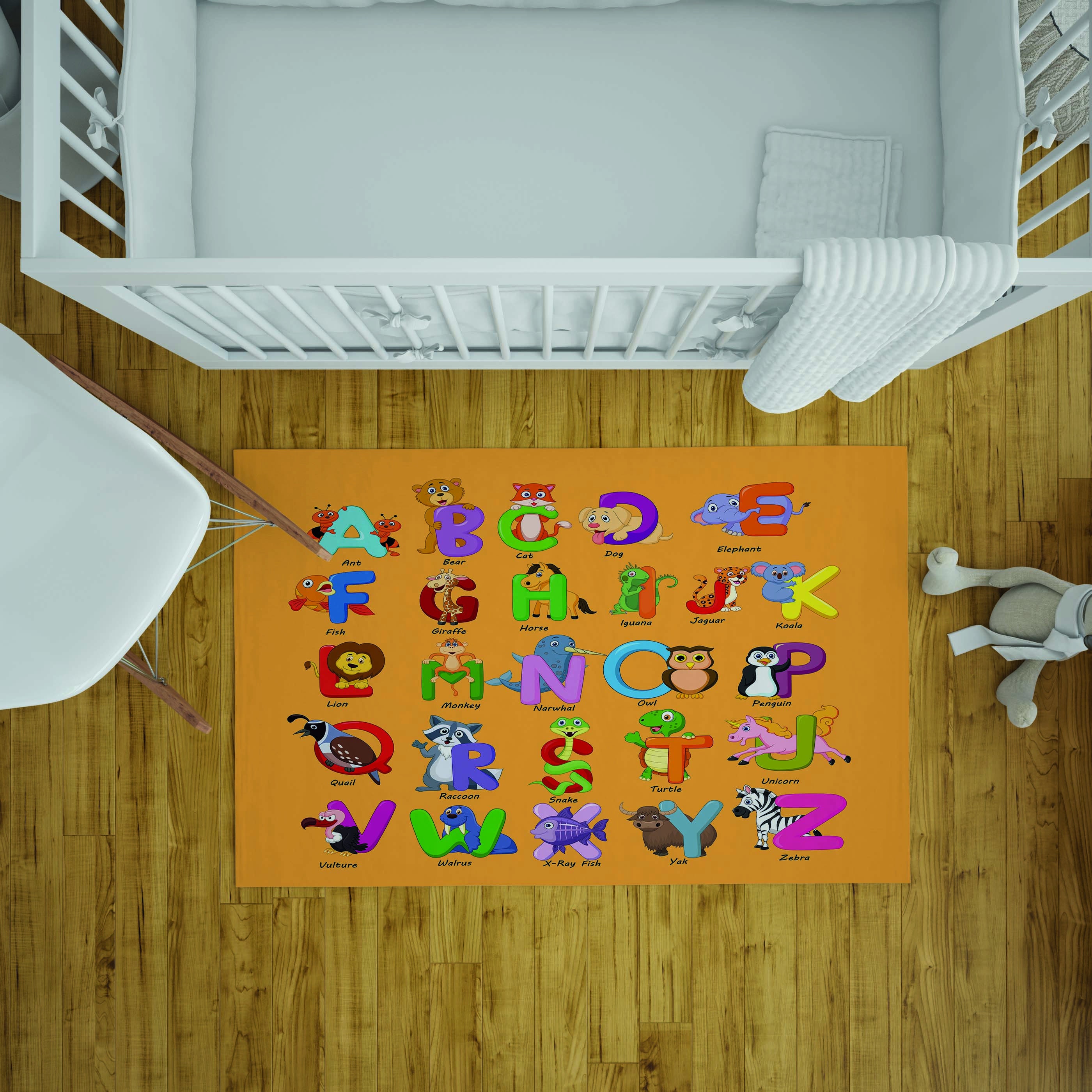Zoo Animals Alphabet Carpet, Educational Letters Abc Custom Rectangular ...