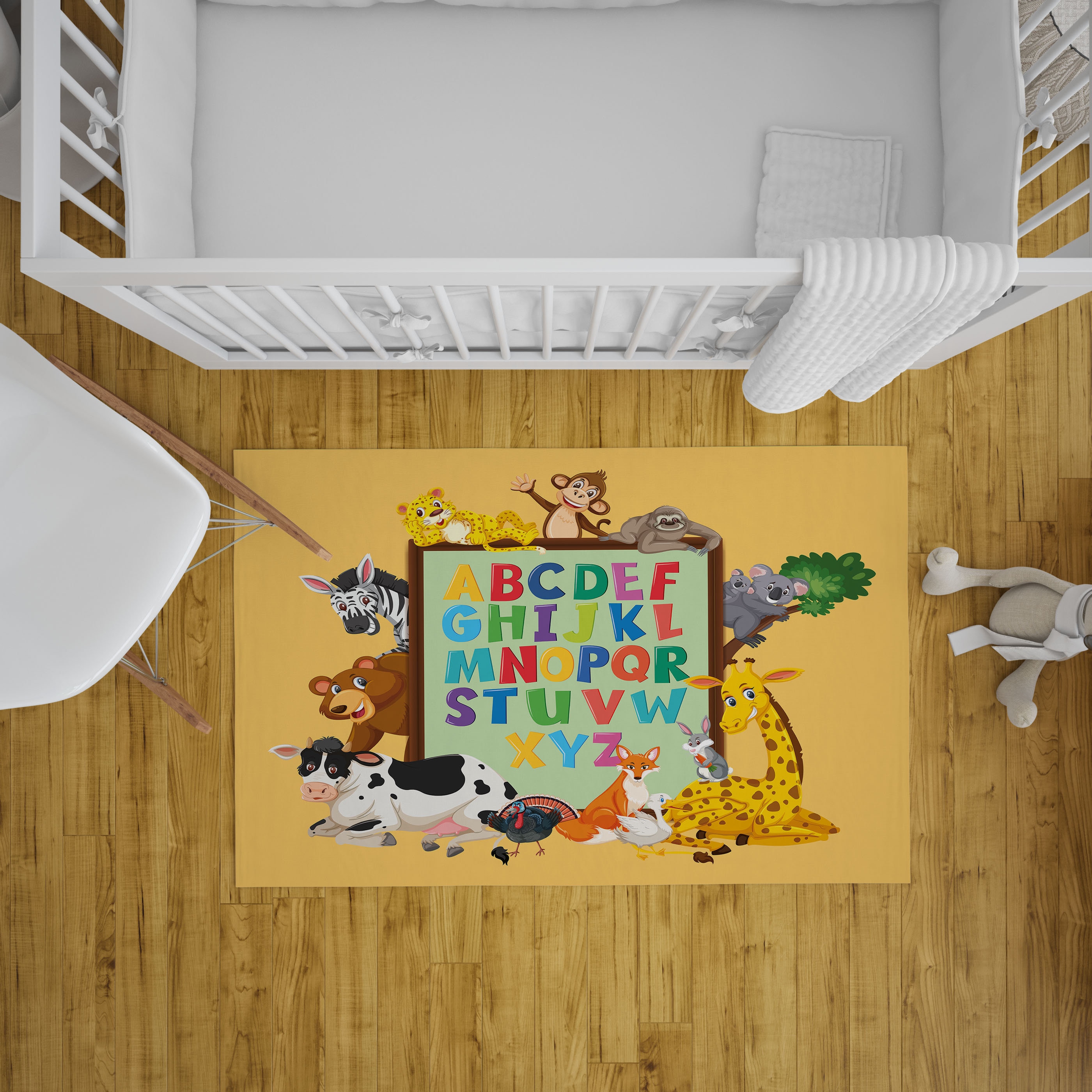 Zoo Animals Alphabet Carpet, Educational Letters Abc Custom Rectangular ...