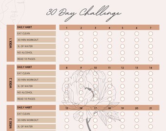 30 Day Wellness Challenge Printable Wellbeing Challenge Tracker ...