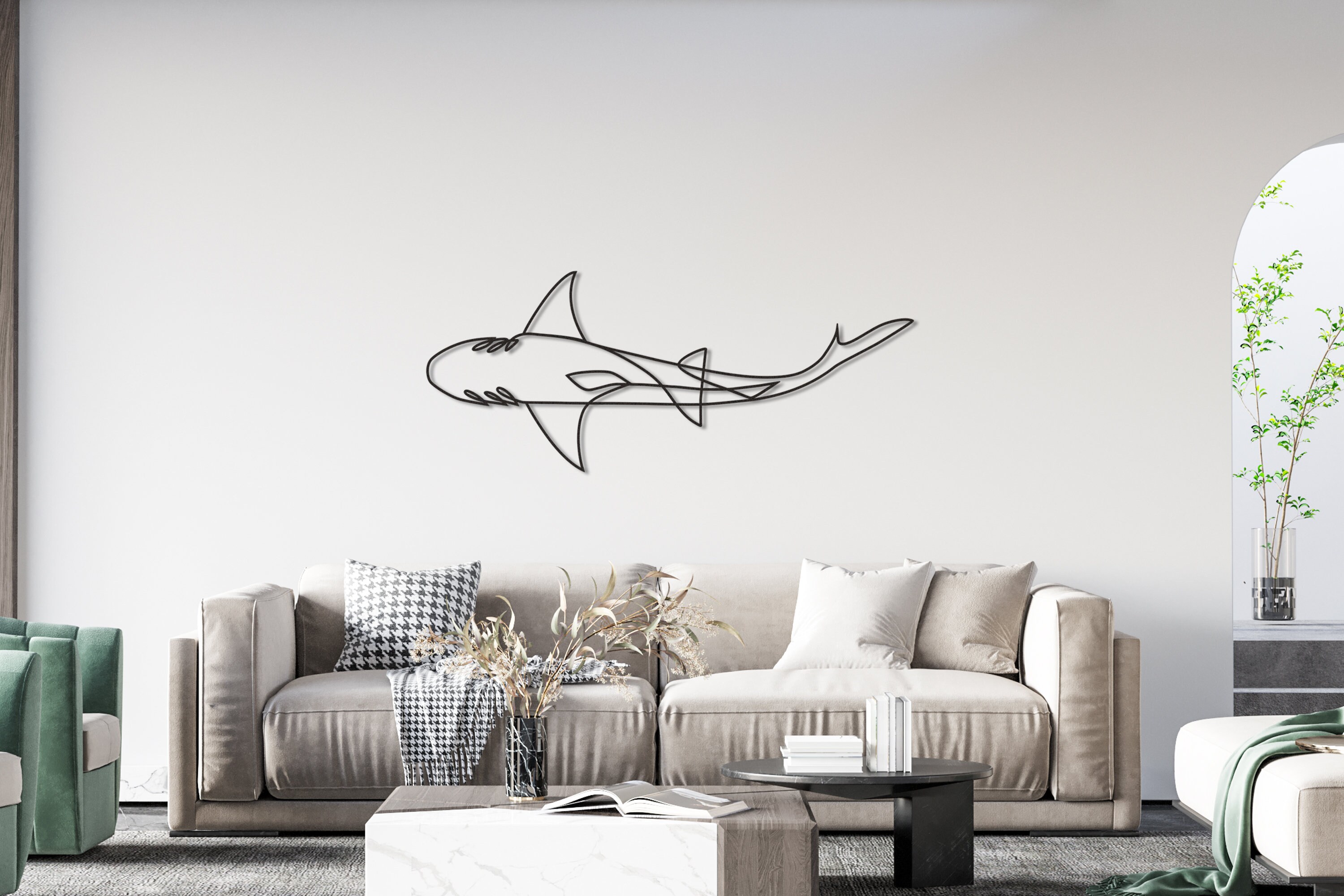 Shark Themed Metal Wall Decor Large Wall Art Housewarming - Etsy