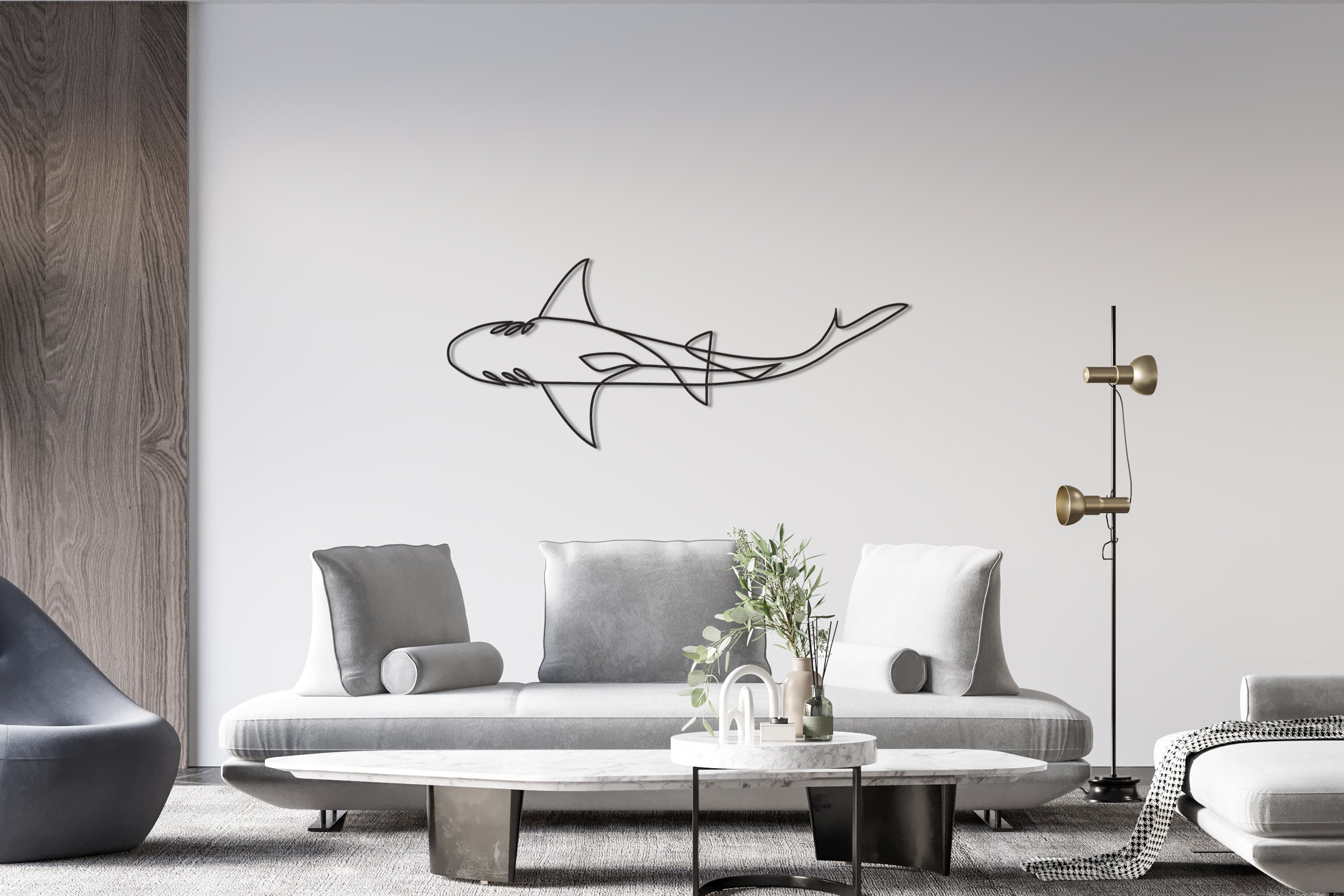 Shark Themed Metal Wall Decor Large Wall Art Housewarming - Etsy