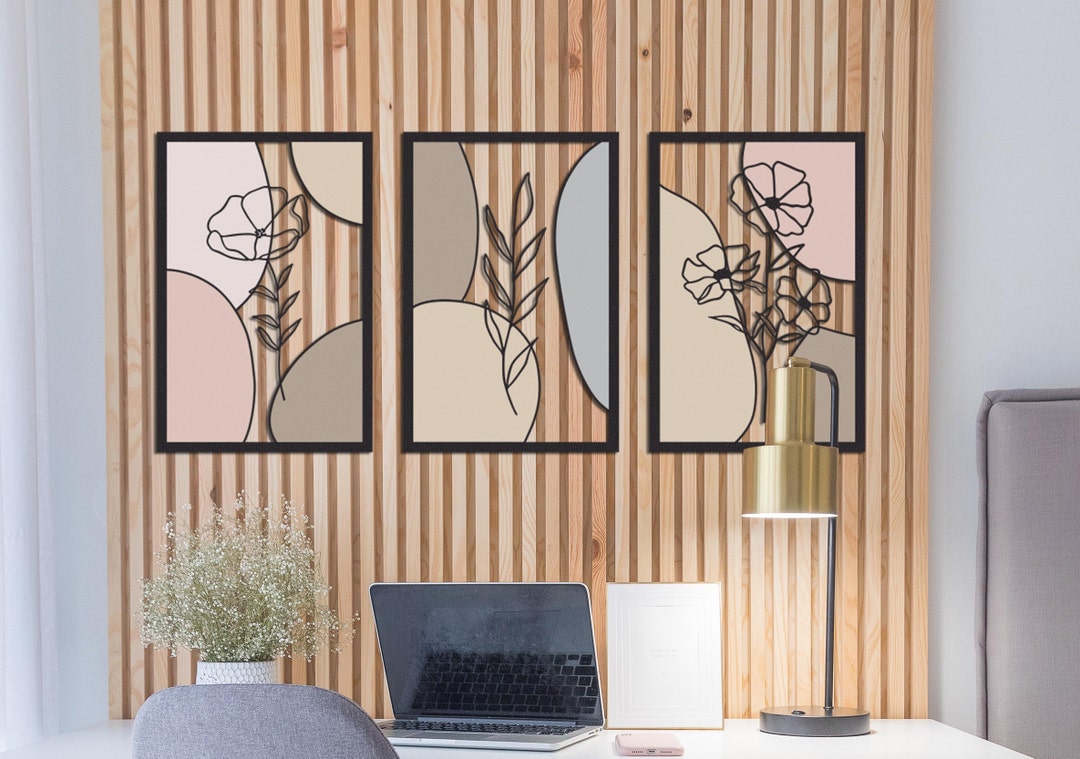 Set of 3 Colorful Metal Wall Decor, Abstract Metal Wall Art, Geometric ...