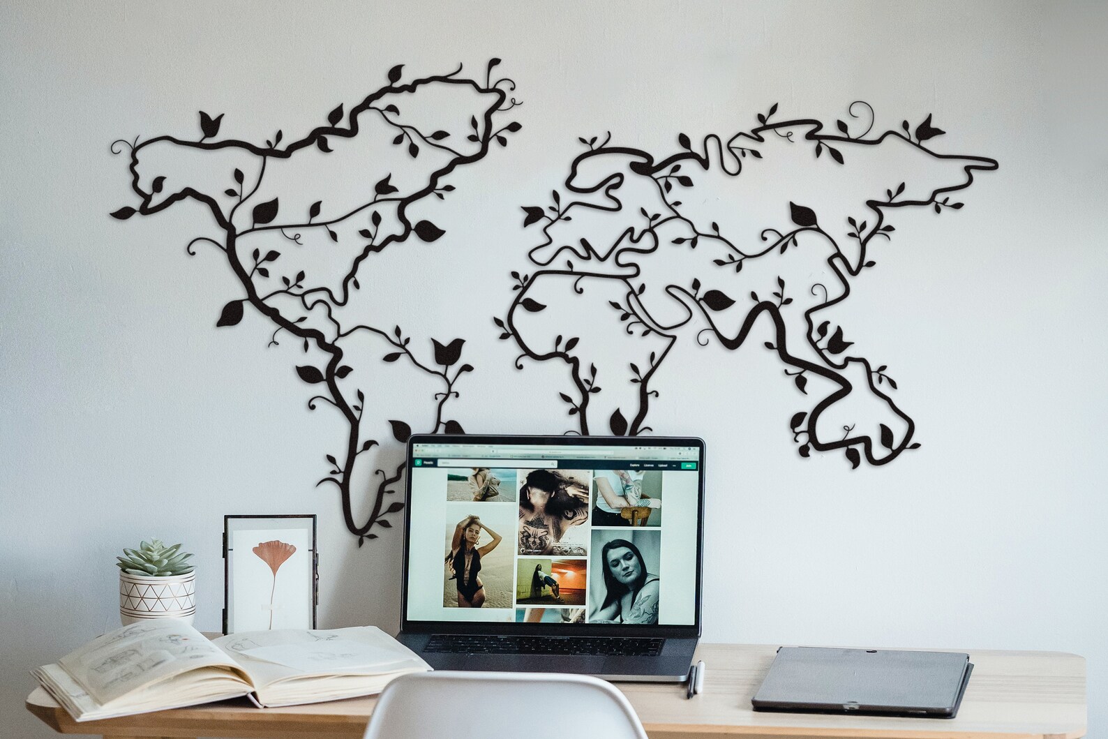 World Map Wall Art Life Map Metal World Map Tree Nature - Etsy