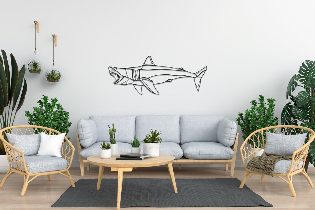 Shark Themed Metal Wall Decor, Wall Decor, Large Wall Art, Shark Wall ...