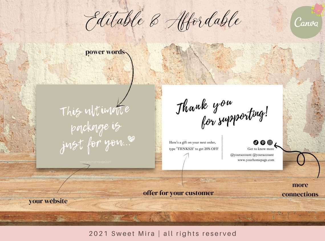 EDITABLE Business Thank You Card Printable Printable Thank You Package ...