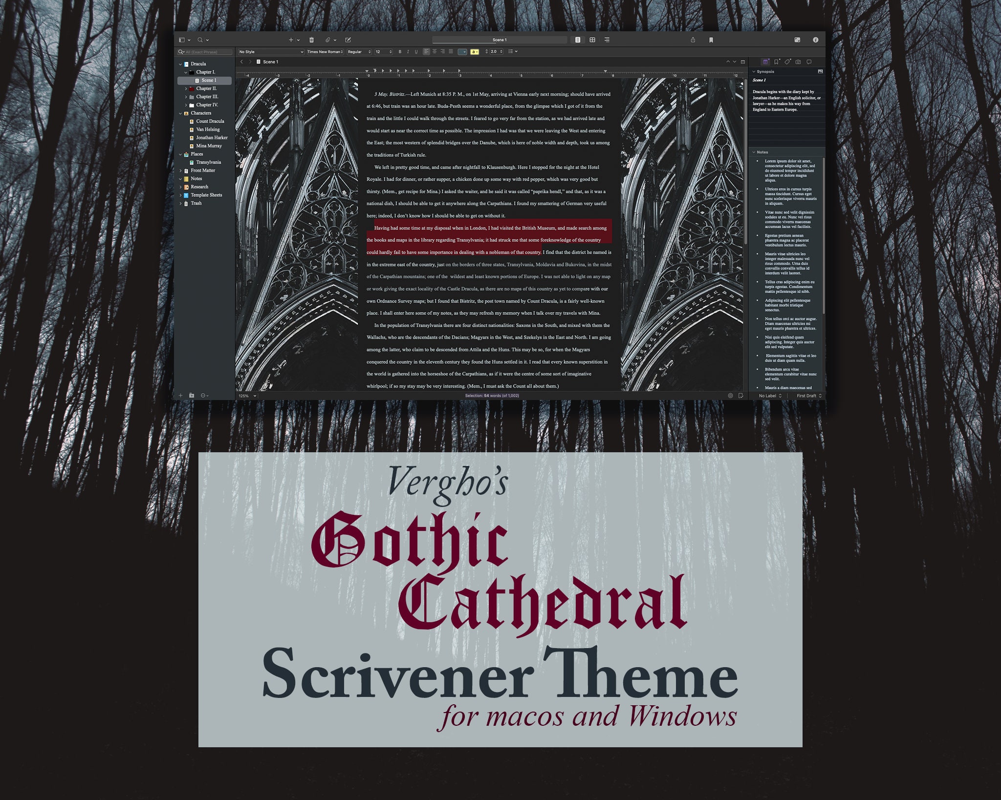 Gothic Cathedral Scrivener Theme for Mac & Windows (dark Mode) - Etsy