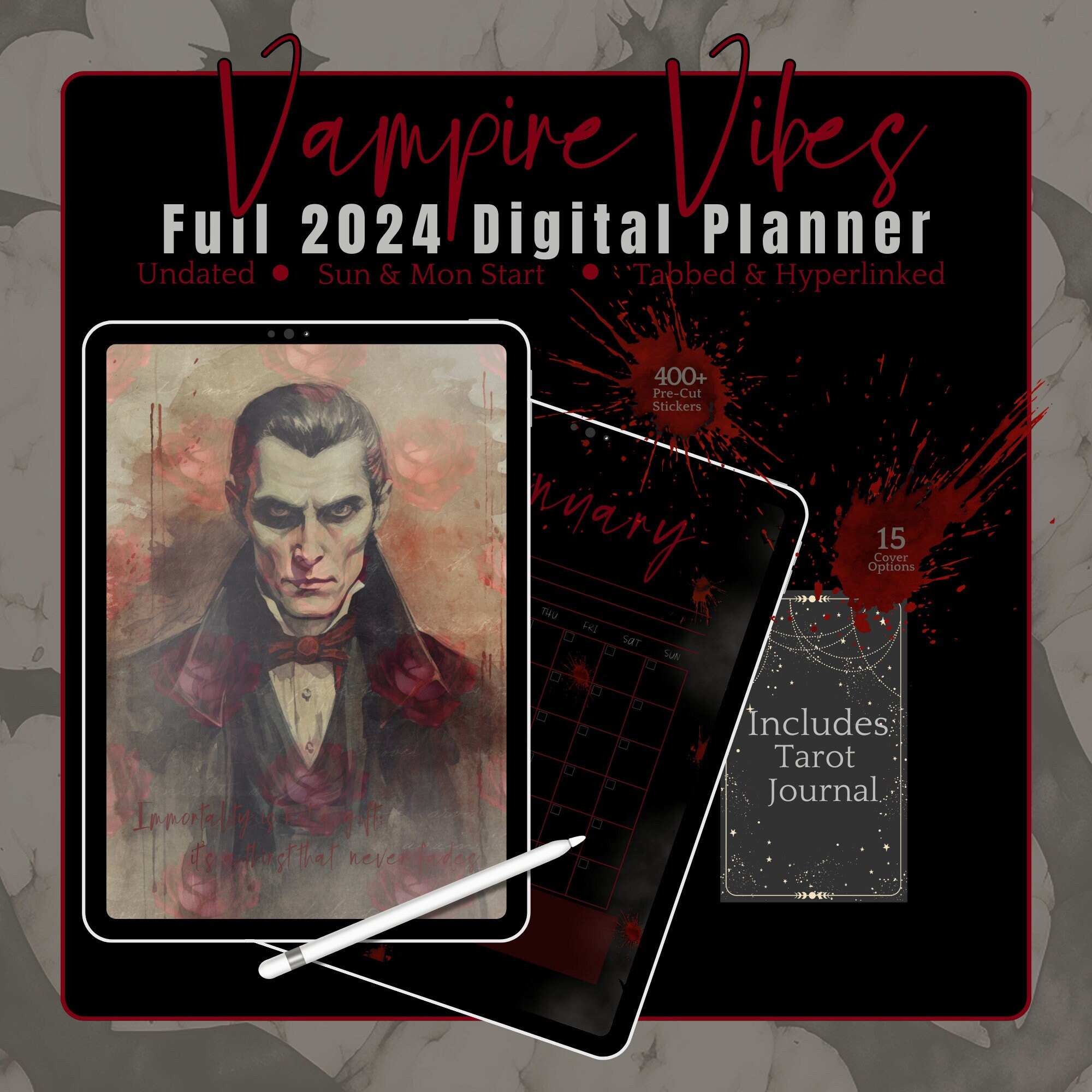 Vampire Gothic Planner Digital Planner Gothic Good Notes Planner Goth ...