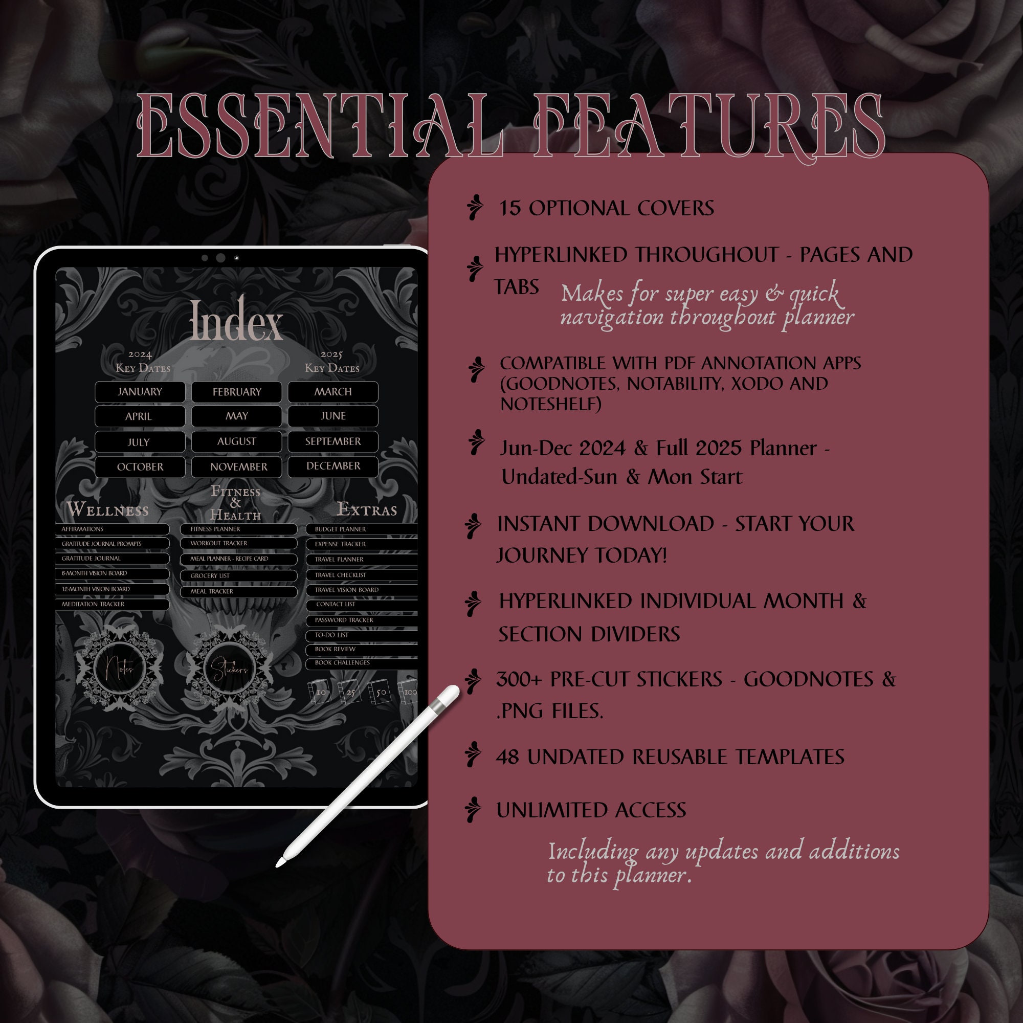 Gothic Planner Digital Planner Gothic Good Notes Planner Goth Planner ...