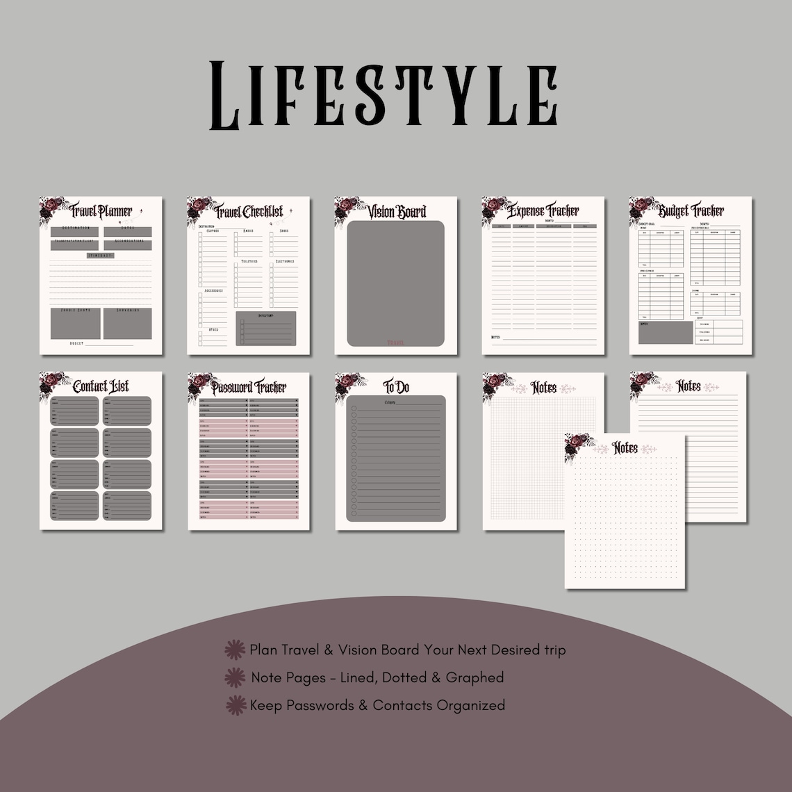 Goth Planner Gothic Planner Goth Stationary Witchy Planner Printable ...