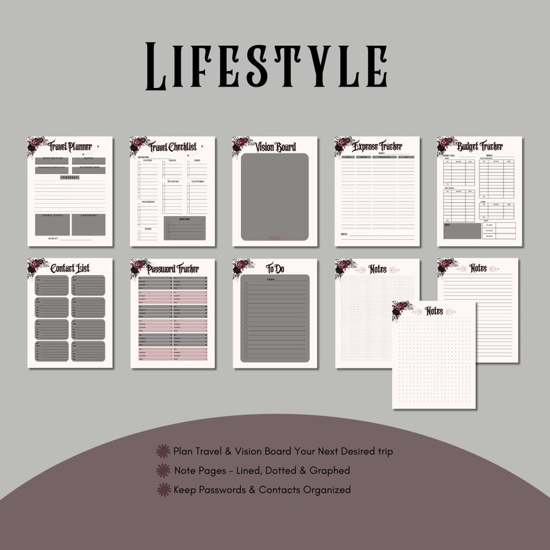 Goth Planner Gothic Planner Goth Stationary Witchy Planner Printable ...
