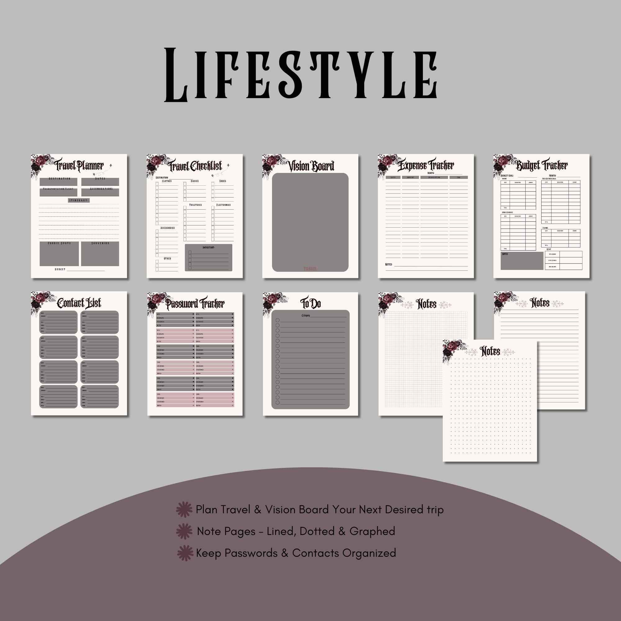 Goth Planner Gothic Planner Goth Stationary Witchy Planner Printable ...