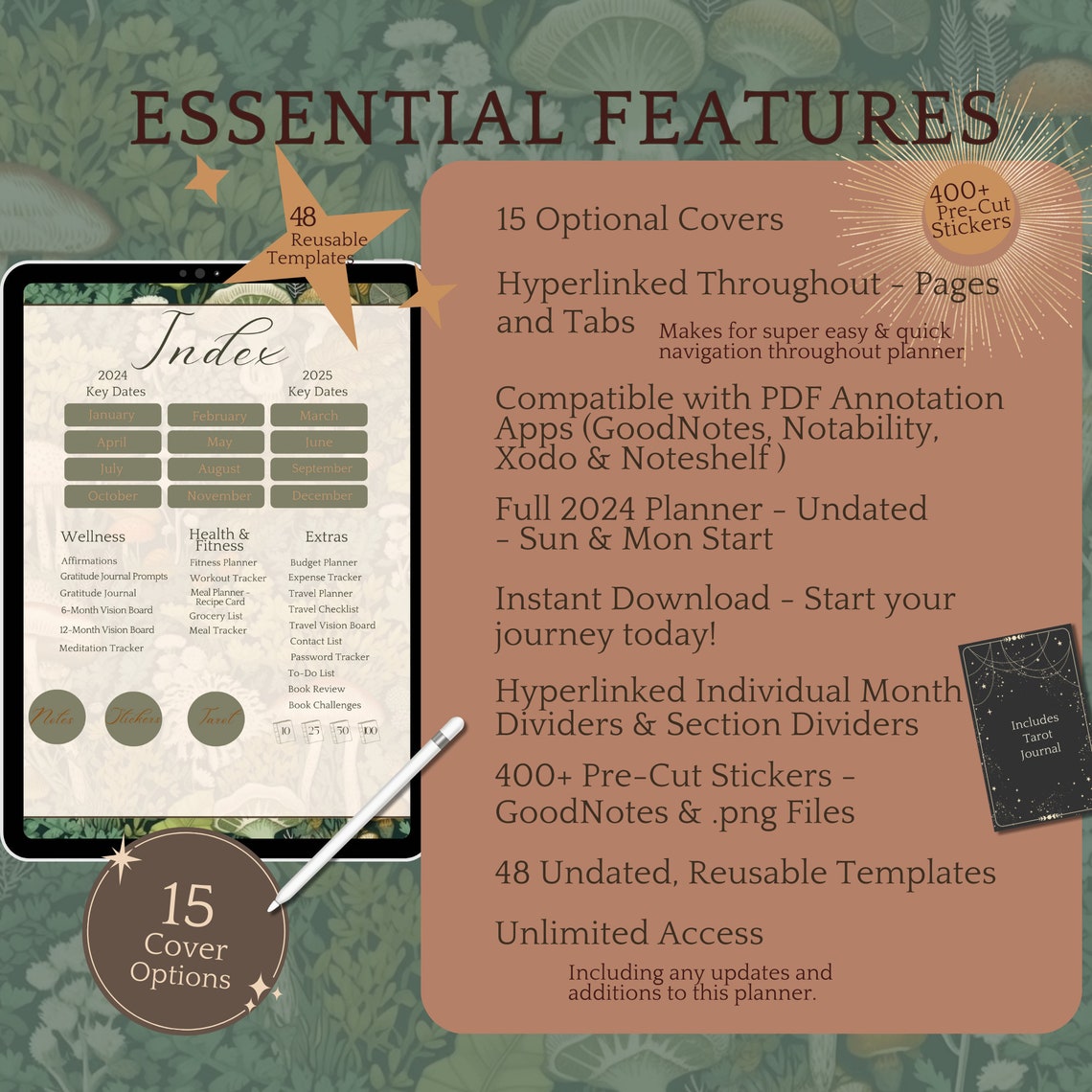 Cottagecore Planner Dark Mode Planner Digital Planner Gothic Planner ...