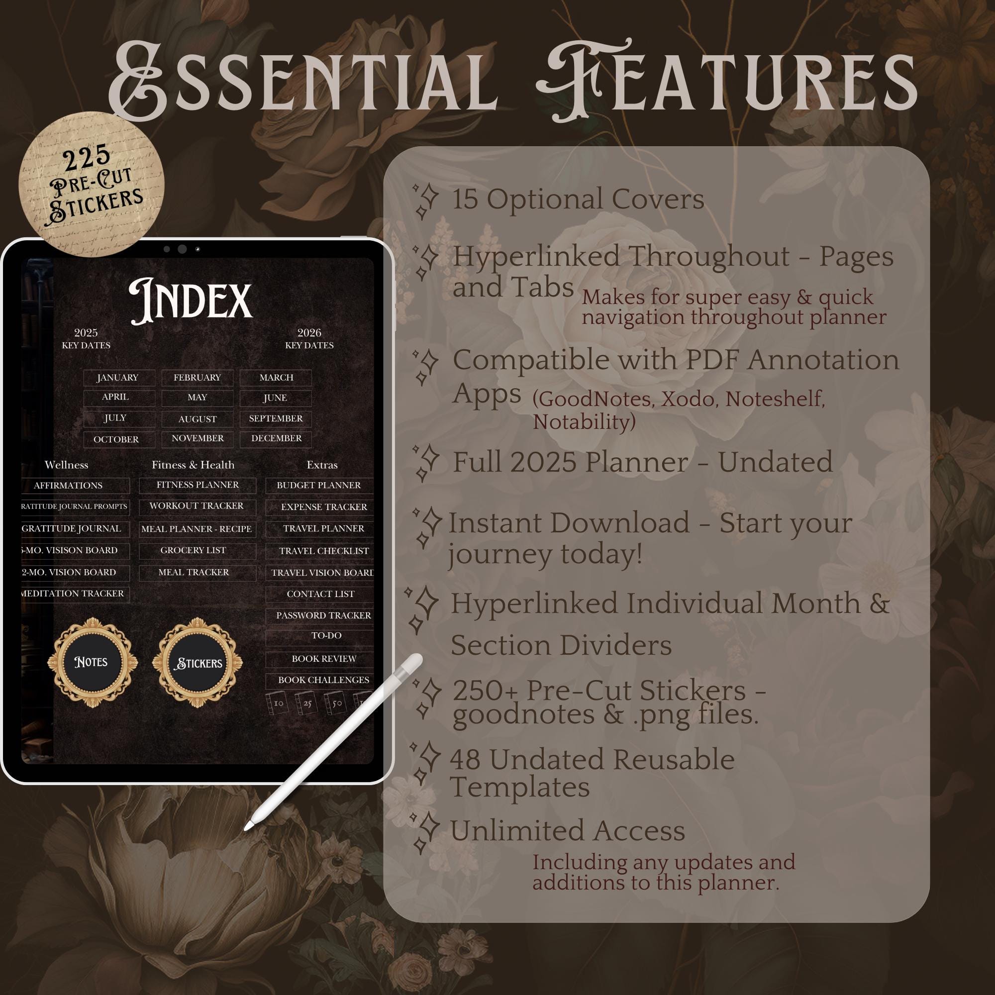 Dark Academia Journal Dark Academia Calendar Witchy Digital Planner ...