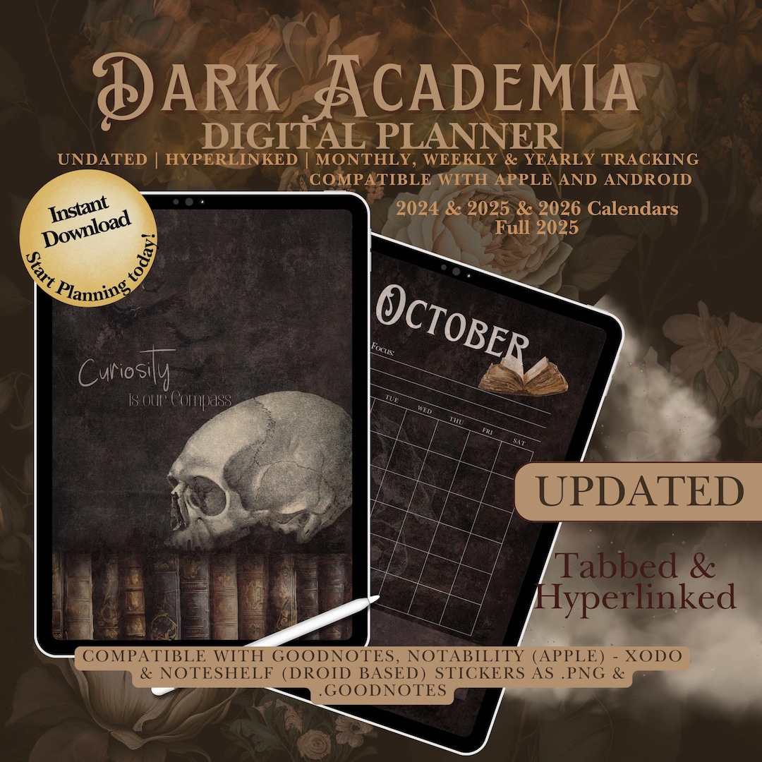 Dark Academia Journal Dark Academia Calendar Witchy Digital Planner ...