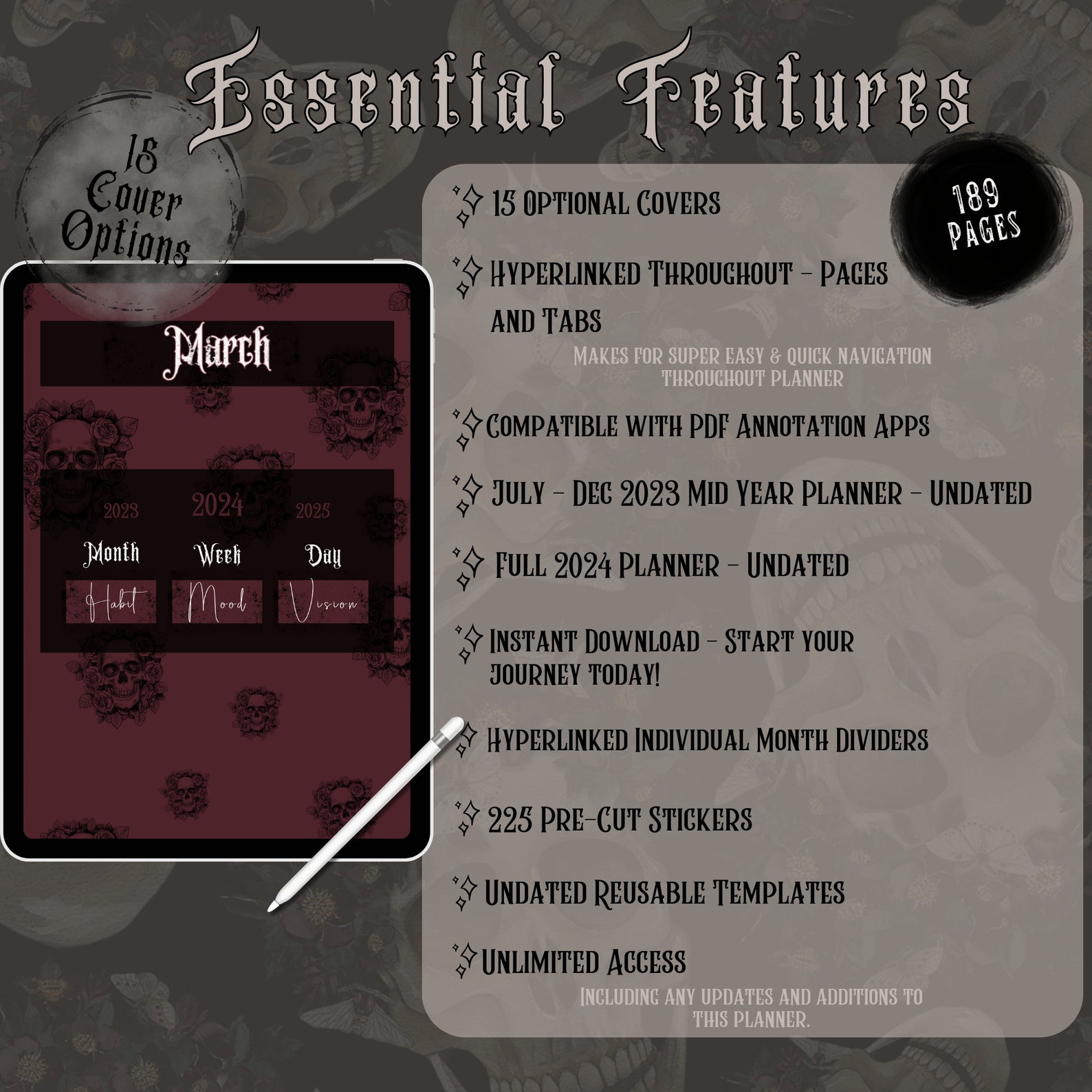 Gothic Planner Digital Planner Gothic Good Notes Planner Goth Planner ...