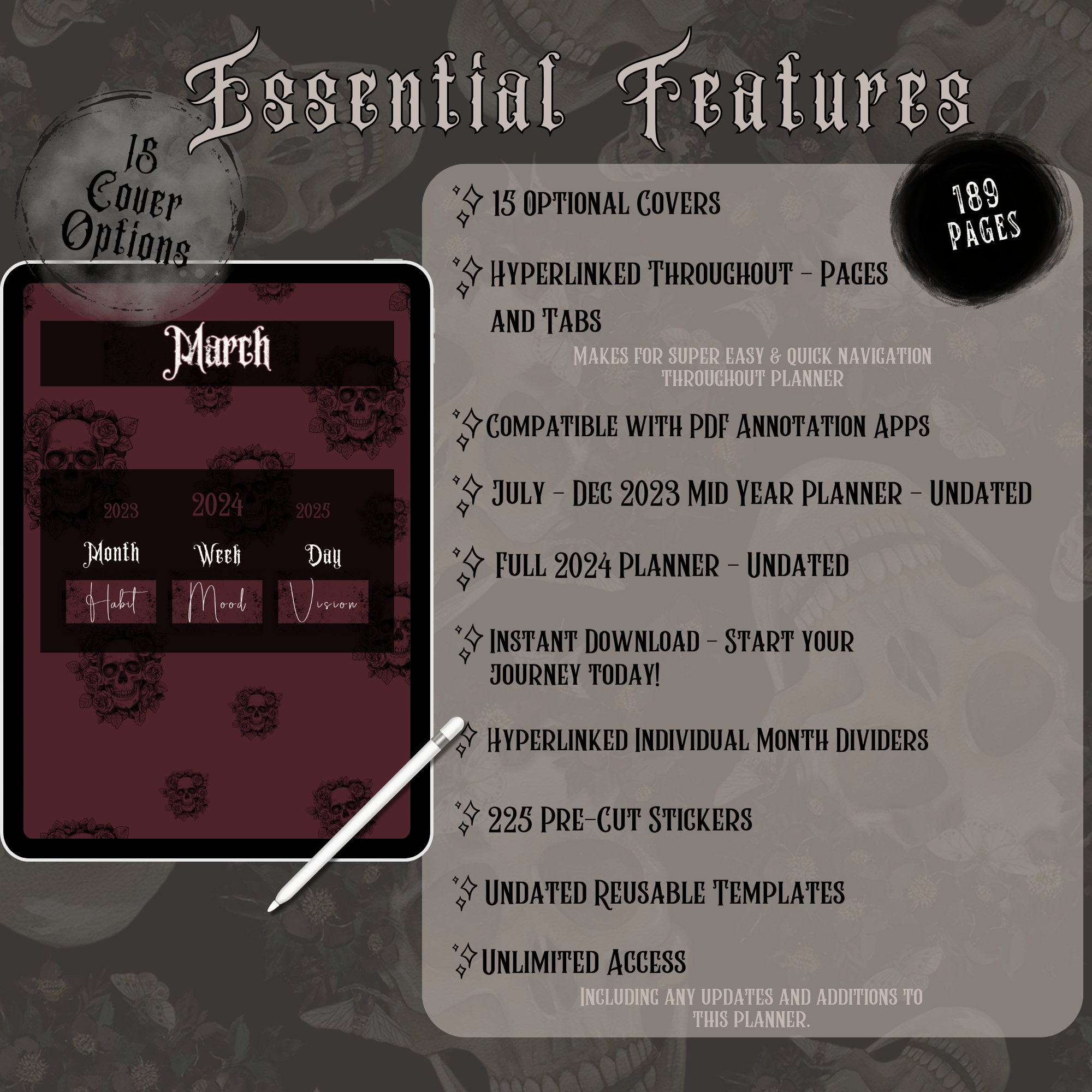 Gothic Planner Digital Planner Gothic Good Notes Planner Goth Planner ...