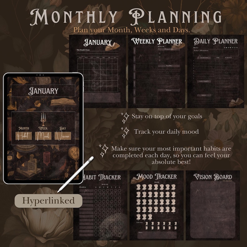 Dark Academia Journal Dark Academia Calendar Witchy Digital Planner ...
