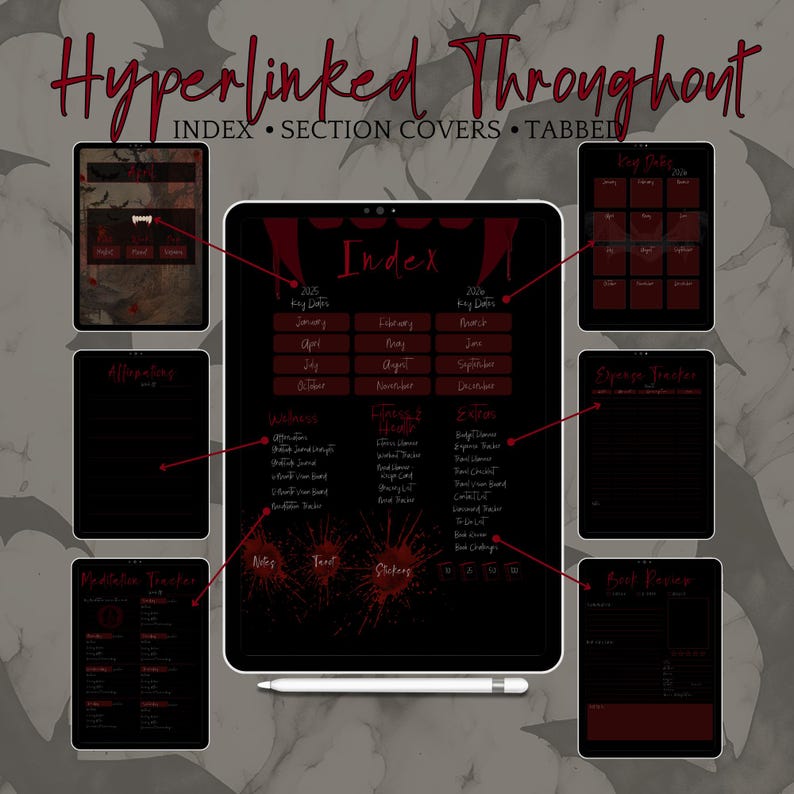 Vampire Gothic Planner Digital Planner Gothic Good Notes Planner Goth ...