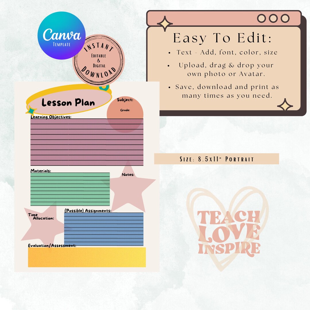 Lesson Plan Template Teacher Lesson Plans Lesson Plan Book Daily Lesson ...