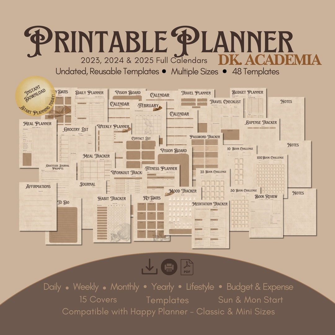 Daily Planner Printable Dark Academia Stationary Dark Academia Gifts ...