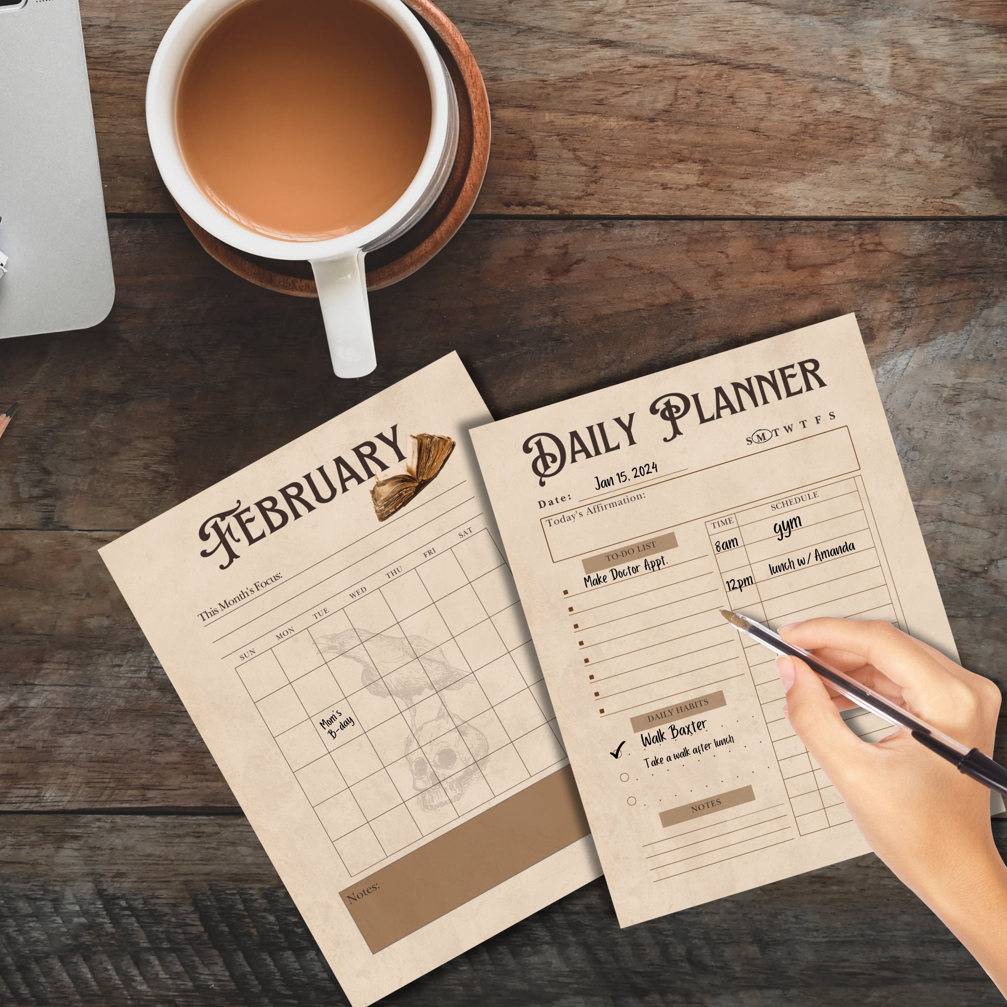 Daily Planner Printable Dark Academia Stationary Dark Academia Gifts ...